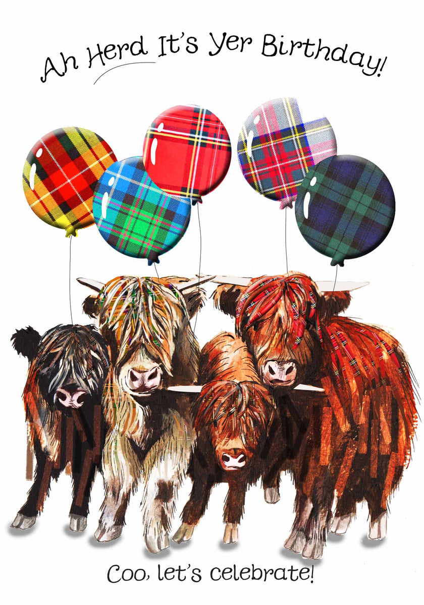 Scottish Birthday Card with Tartan | Highland Coos | Noah Home & Gift ...